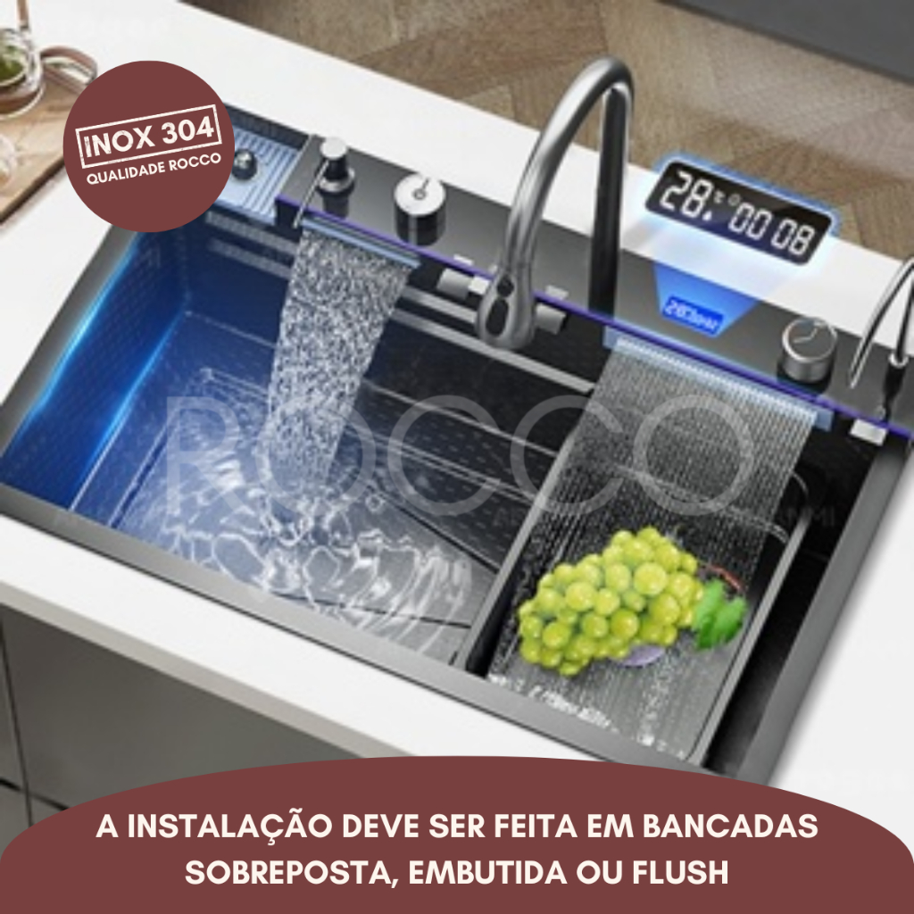 Cuba Gourmet Cozinha Inox Com Led Moderna 75x45cm Pia Acessórios ...