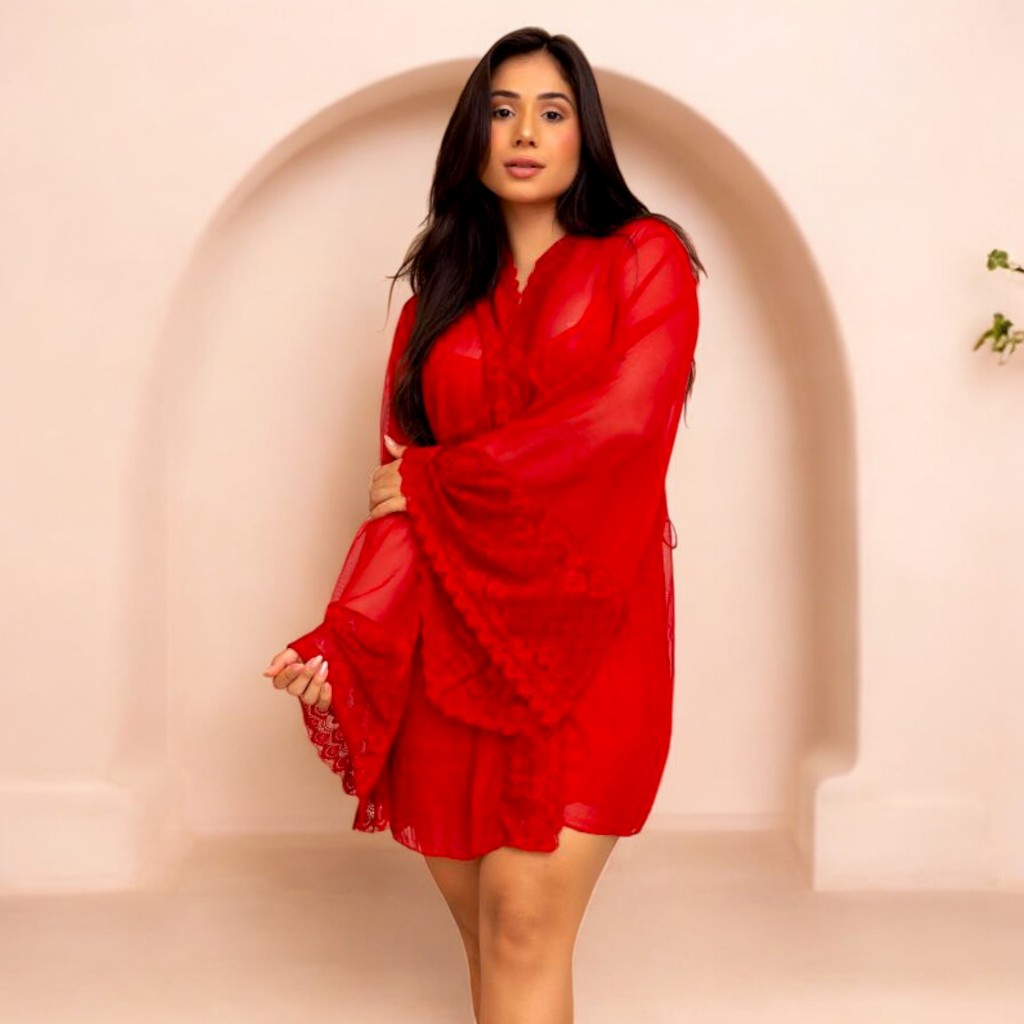 Robe Em Tule com Renda Roupão Luxo Rendado Lingerie Feminina | Shopee ...