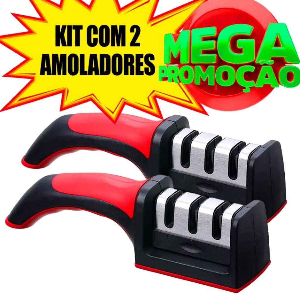 KIT 2 Amolador Afiador De Facas Em Aço Inox Profissional Com 3 Estágios ...