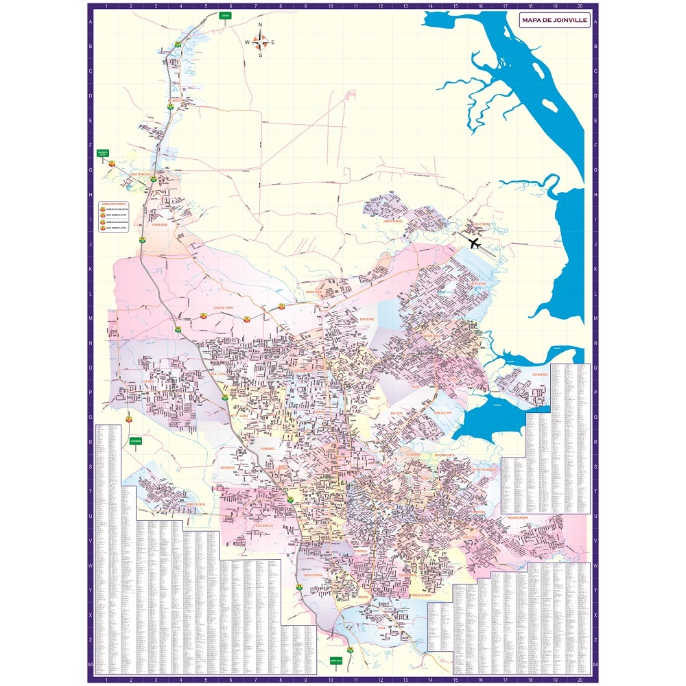 Mapa Geográfico Político e Rodoviário Gigante da Cidade de JOINVILLE SC ...