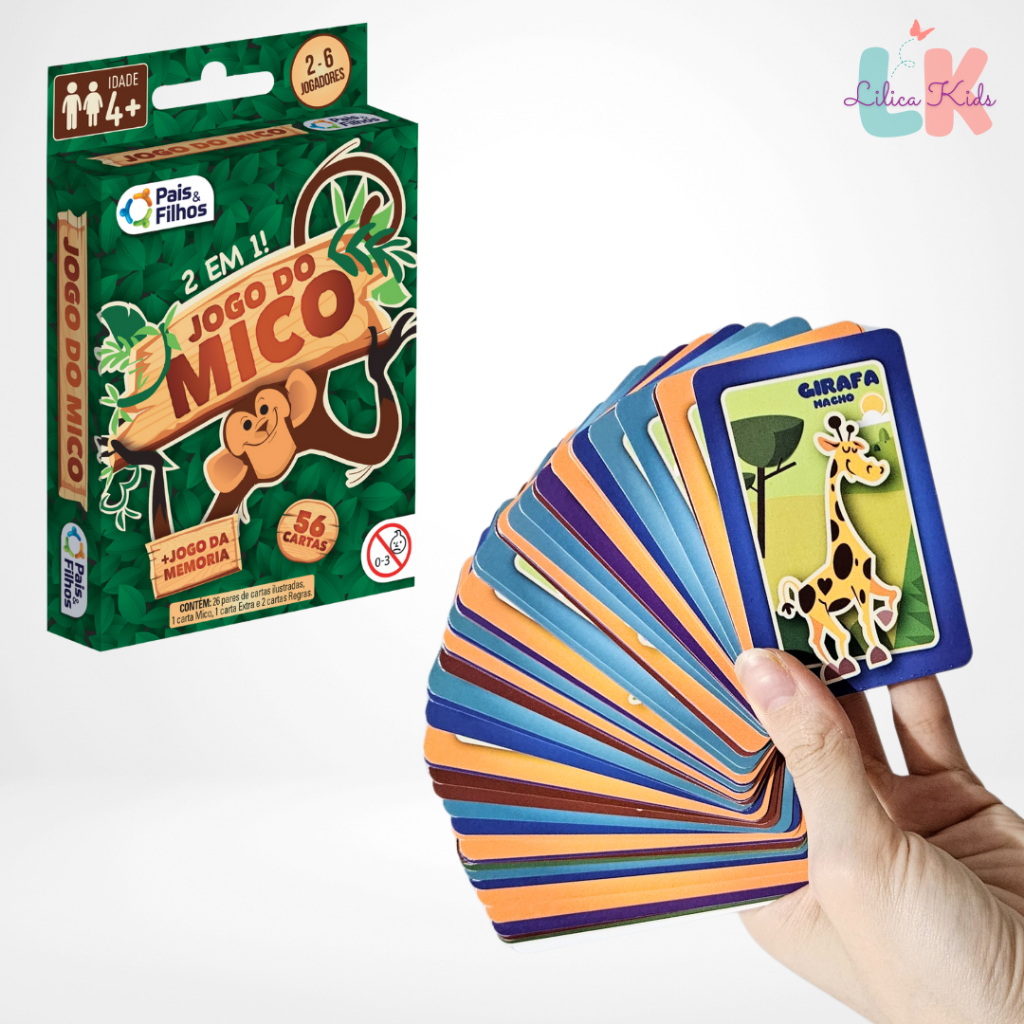 Jogo Do Mico + Jogo Da Memória 56 Cartas 2 em 1 Infantil Pais e Filhos | Shopee Brasil