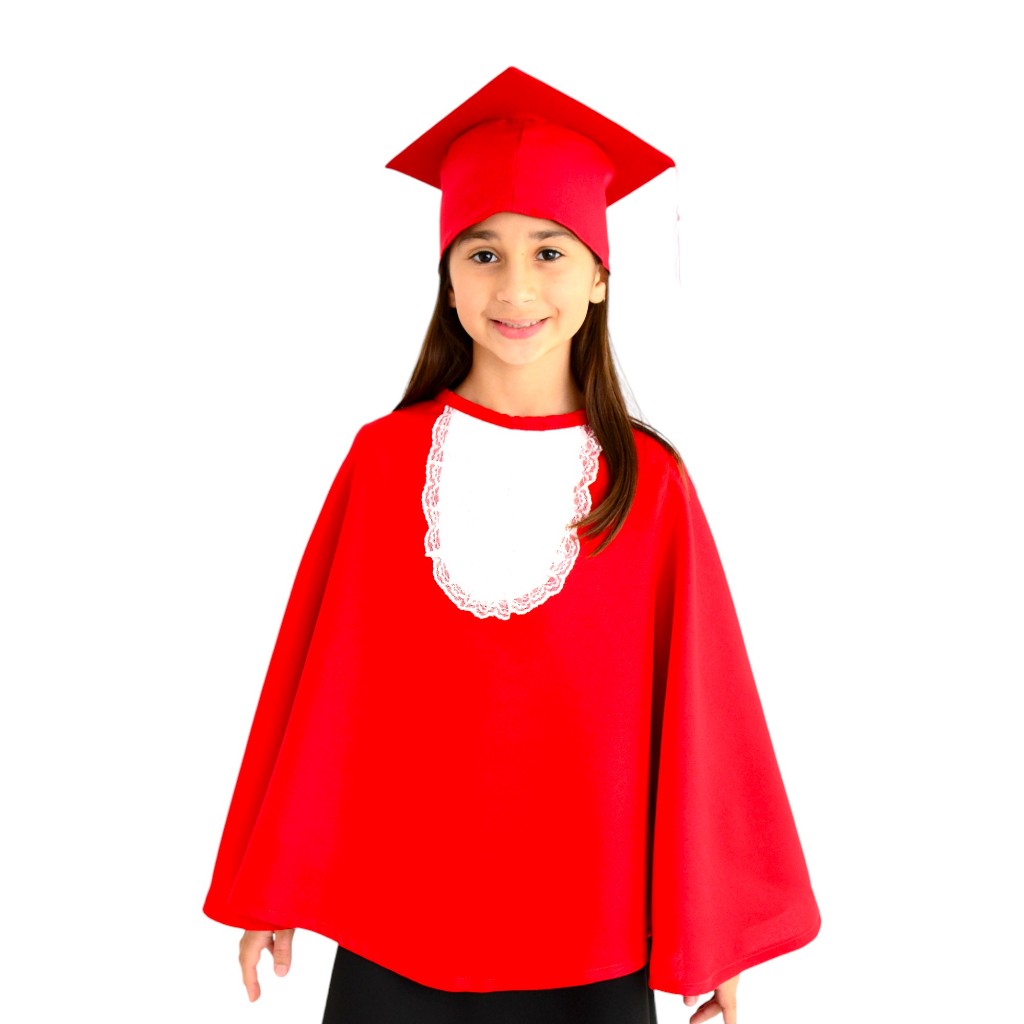 Meia Beca Infantil + Jabô + Capelo Escolar Abc Crianças Formatura ...