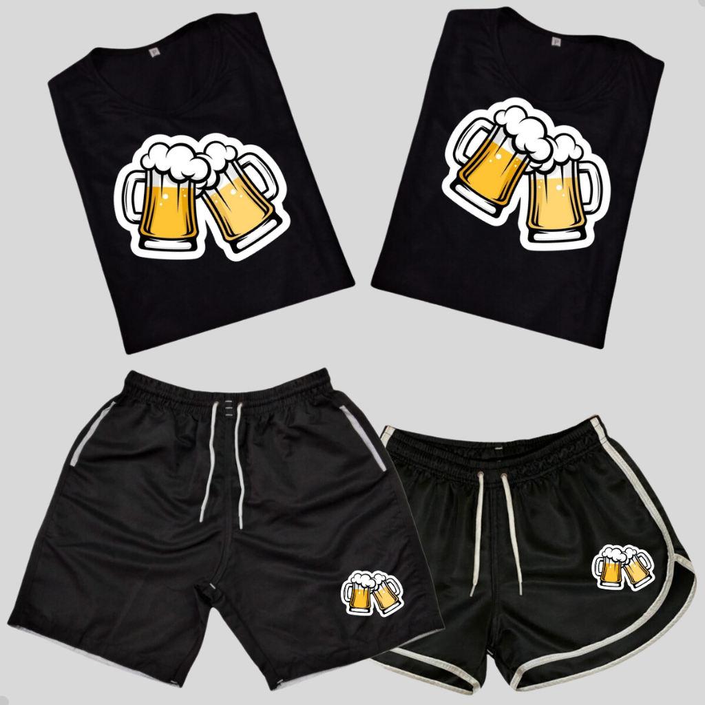 Kit Shorts Casais Chopp + Kit 2 Camisetas de Casal Conjunto Casal Final ...