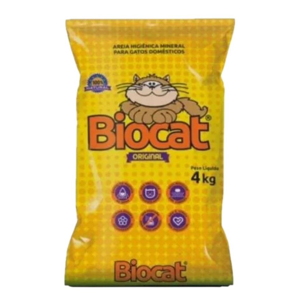 AREIA HIGIÊNICA MINERAL BIOCAT ORIGINAL PARA GATOS DOMÉSTICOS DE 4K ...