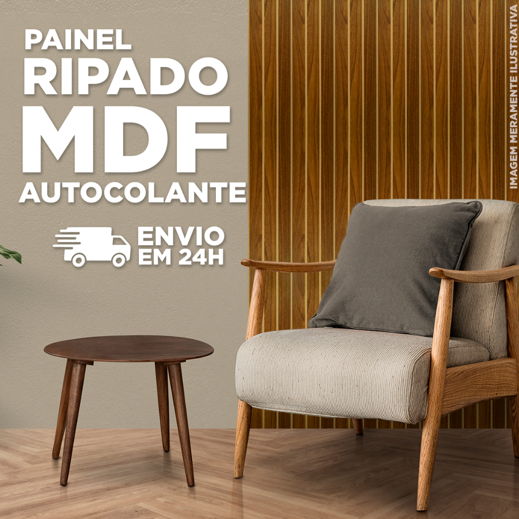 Kit 20 Placas Painel Adesivo Revestimento Ripado MDF Decorativo ...