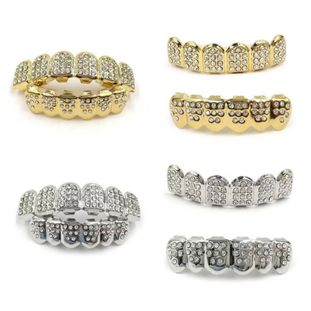 GRILLZ Gold Silver Banhado Rapper Brilhante Cool Bling Diamante ...