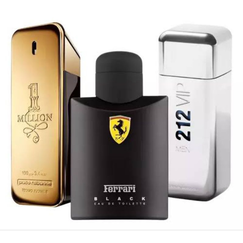 Combo 3 Perfumes Ferrari Black One Million 212 Vip Men 100ml | Shopee ...