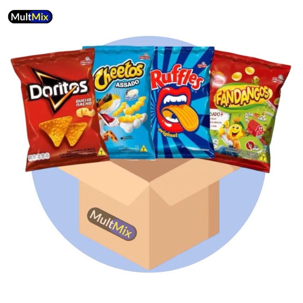Caixa Mini Salgadinhos Elma Chips Melhores Sabores Doritos, Cheetos Requeijão, Ruffles e ...