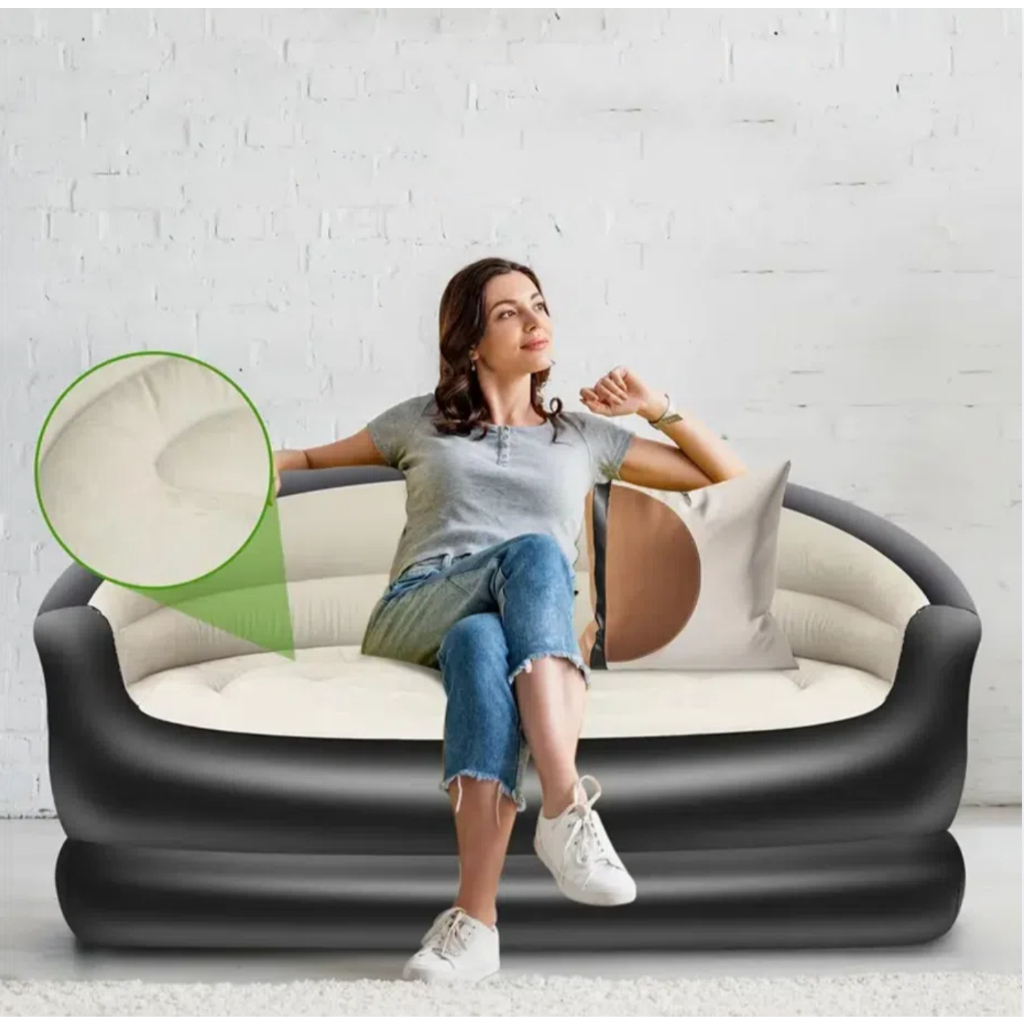 Sofá Inflável Preguiçoso Dobrável Ampliado com Encosto e Braços ...
