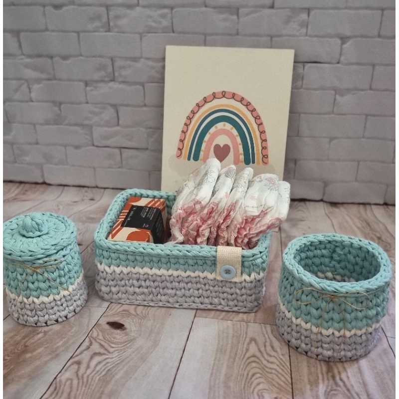 kit higiene croche 3 peças fio de malha. | Shopee Brasil