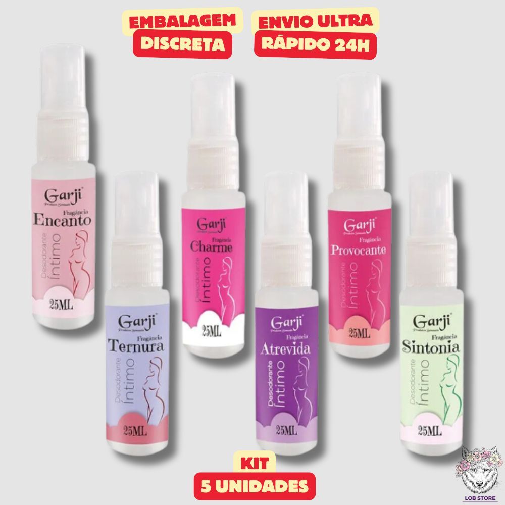 Kit 5 Unidades Desodorante Íntimo Spray Sensual Perfume Calcinha 25ml ...