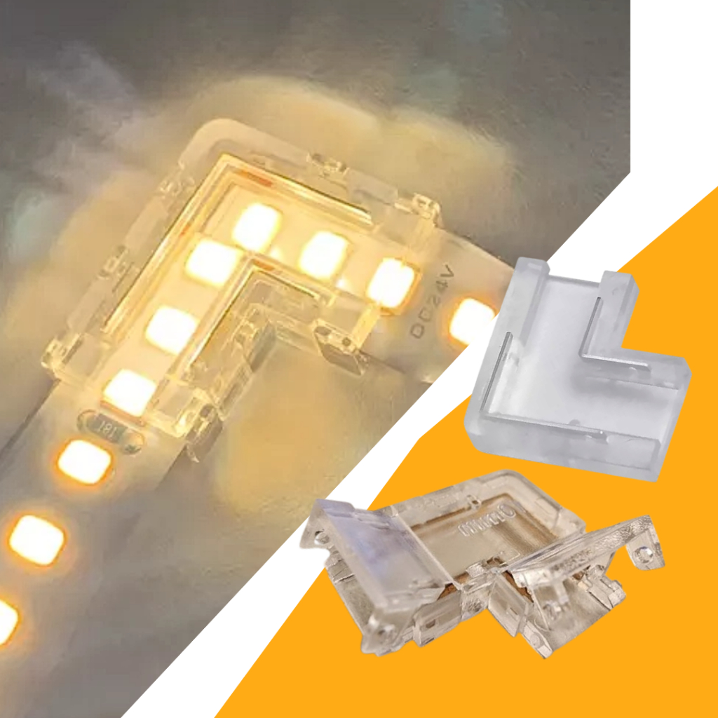 Kit 10-20-30 Conector Emenda de Canto para Fita de Led Cob SMD 8mm L 90 ...