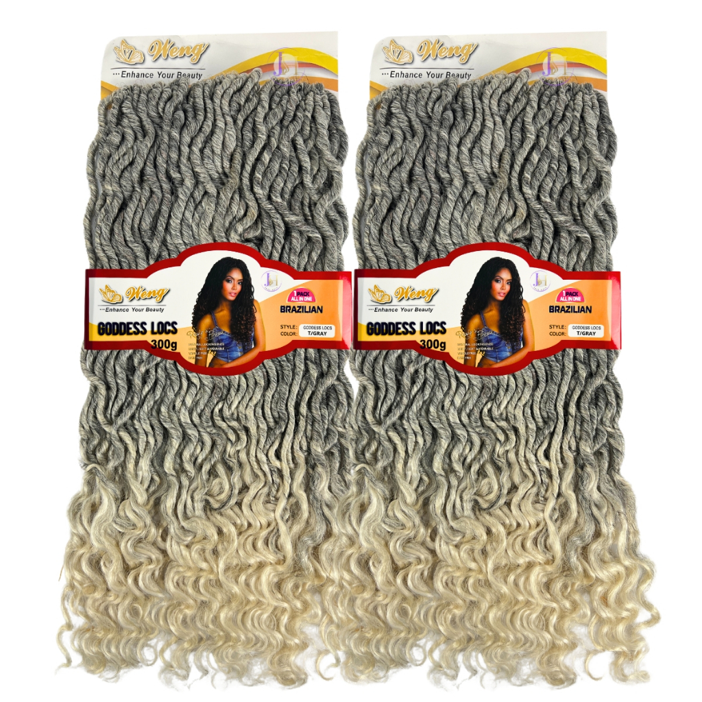 Kit 2 Cabelo Cacheado Goddess Faux Locs Crochet Braids Weng 60 cm ...