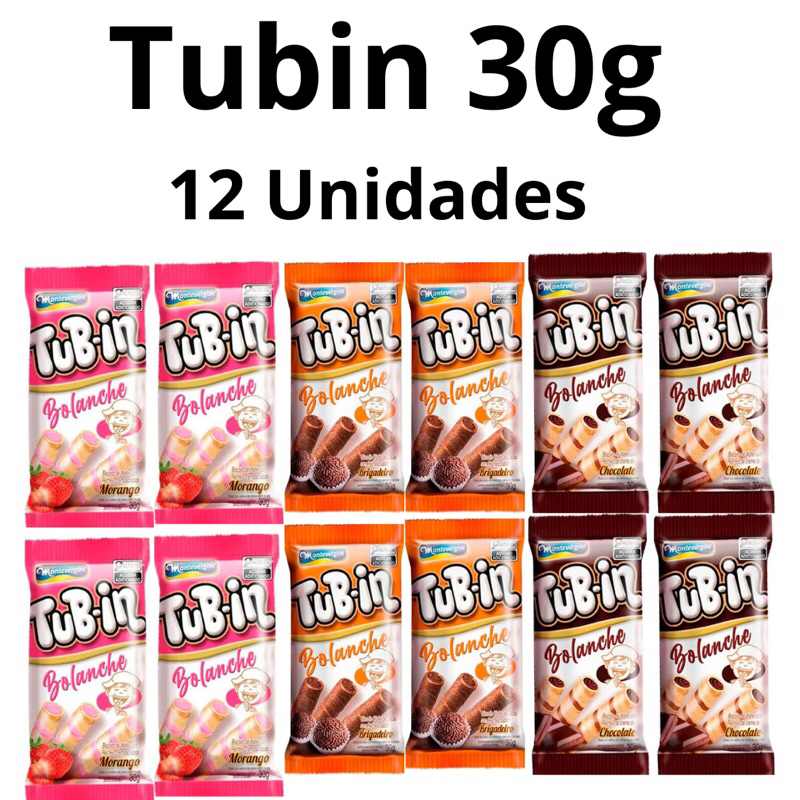 Kit 12 Tubin Montvergine Sabores 30g Tubinhos de Chocolate Kit Doces ...
