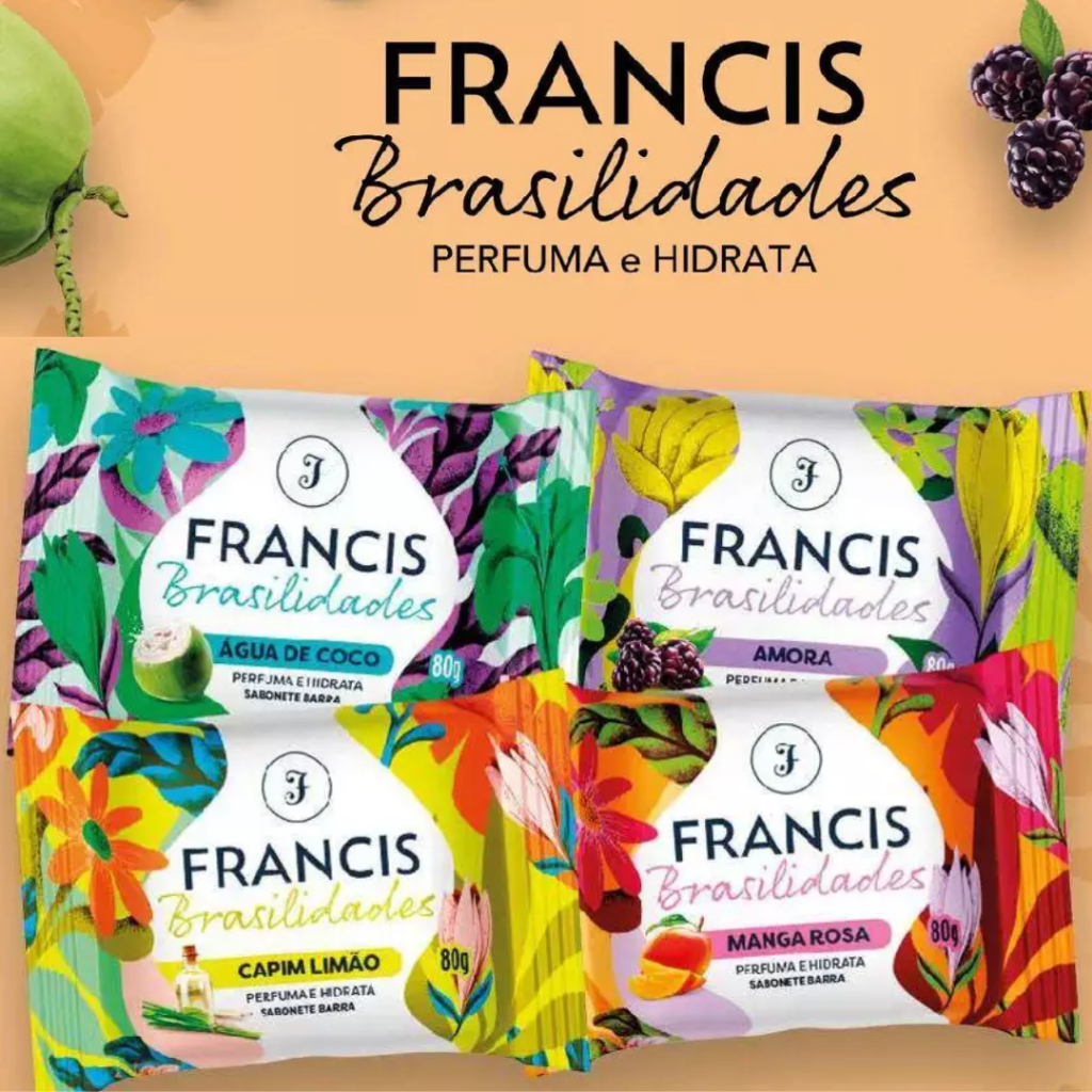 Kit 12 Sabonetes Francis Brasilidades Variados 80g | Shopee Brasil