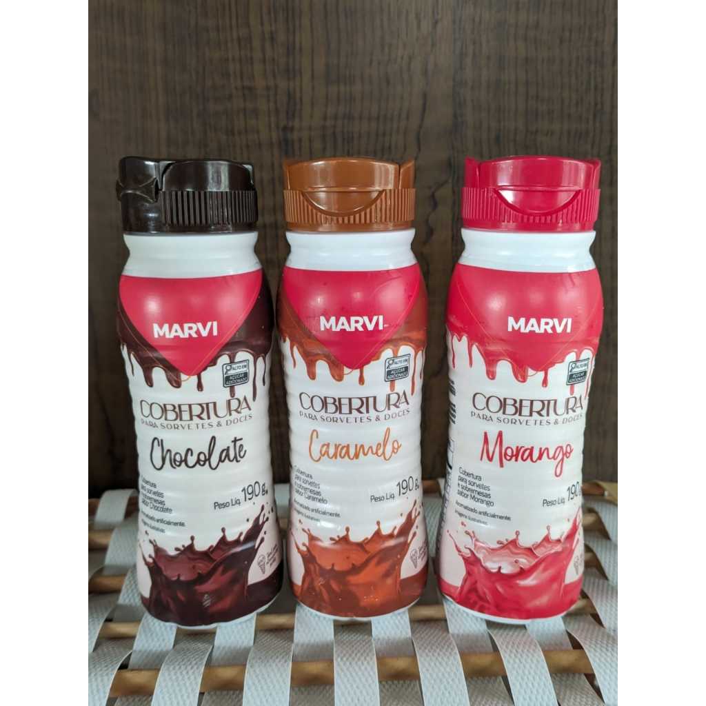 KIT 3 Coberturas Para Sorvete Marvi - Chocolate, Caramelo e Morango ...
