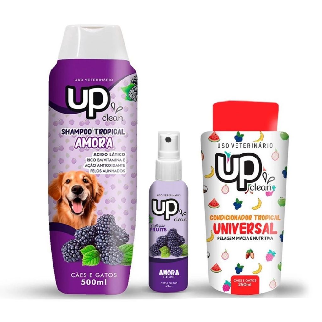 Kit Shampoo Condicionador e Perfume para Cachorro e Gato Tropical Amora ...