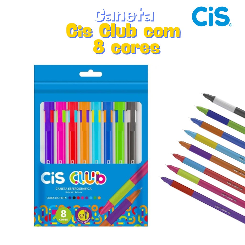 CANETA ESFEROGRÁFICA CIS CLUB COM 8 UN | Shopee Brasil