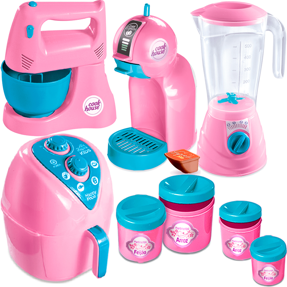 Kit 5 Brinquedos Faz De Conta De Cozinha Altimar De Menina Cor Rosa E ...