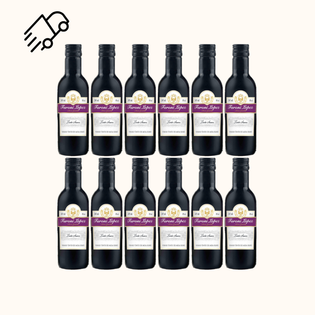 Kit Mini Garrafa Vinho Baby Faroni Lopez Bordô Suave 245ml Lembrança ...