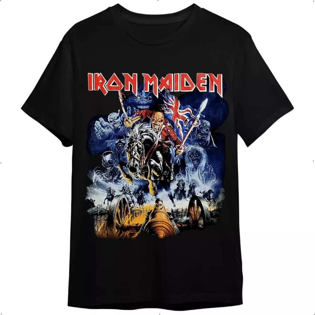 CAMISETA ROCK IRON MAIDEN THE TROOPER 2 PRETA UNISEX 100% ALGODÃO ...