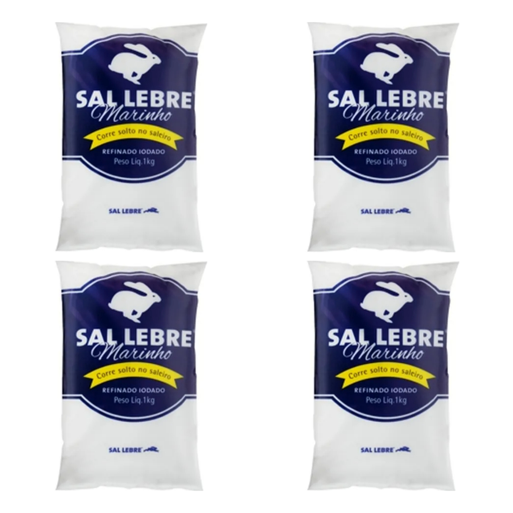Sal Refinado Lebre 1Kg - Soltinho e sequinho - 4 kilos | Shopee Brasil