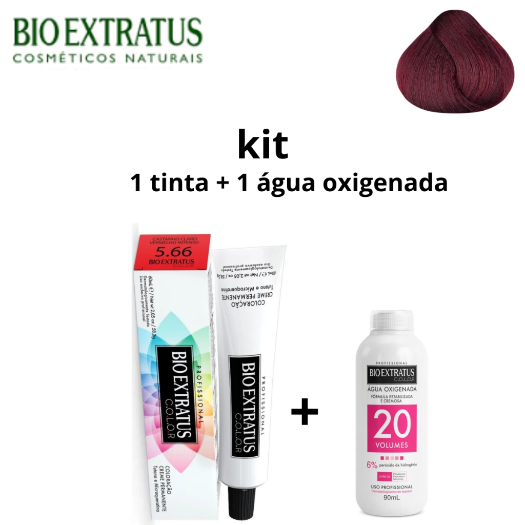 KIT BIO EXTRATUS 1 TINTA 5.66 + 1 ÁGUA OXIGENADA 20V | Shopee Brasil