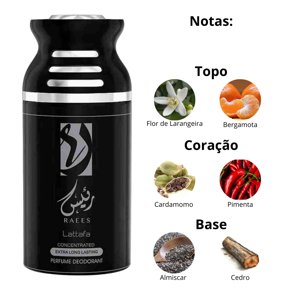 Raees Perfume Arabe Masculino Original Body Splash Lattafa Desodorante ...