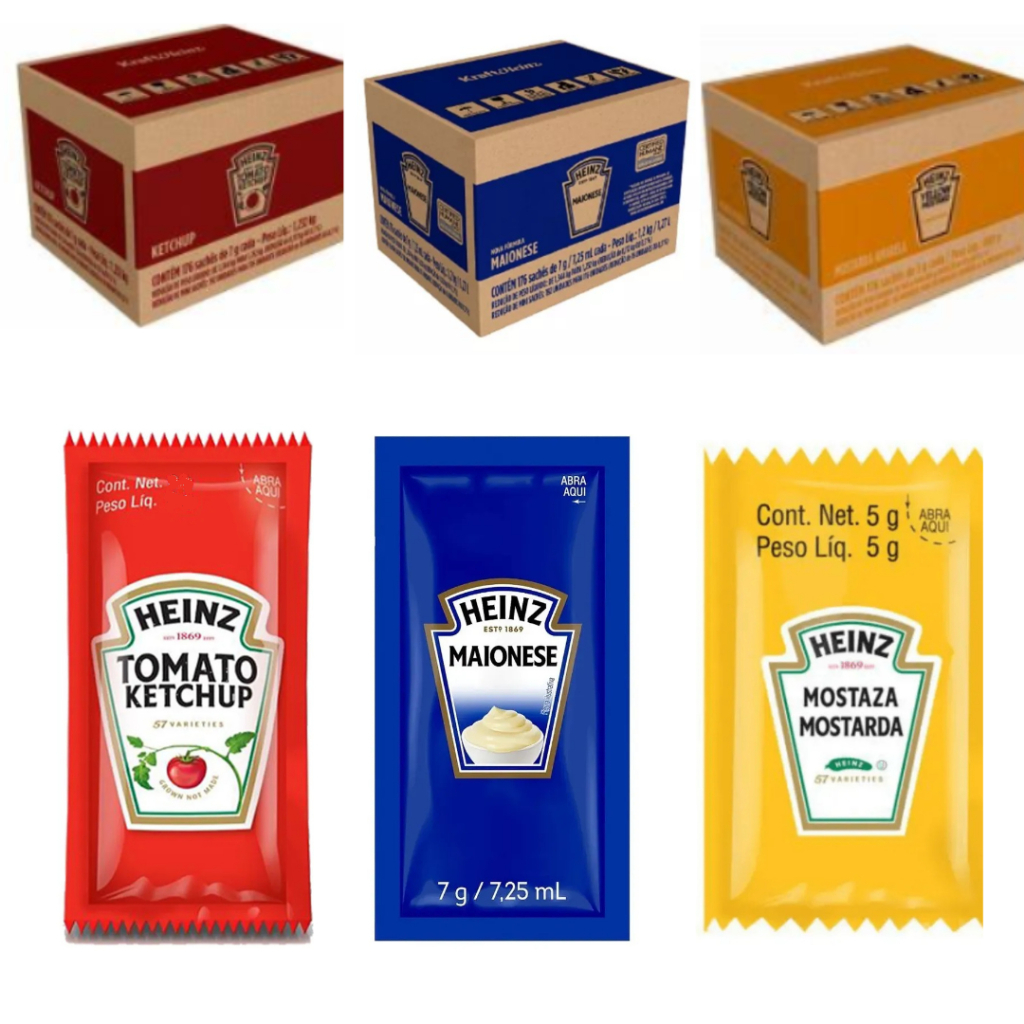 Maionese Ketchup e Mostarda Heinz Combo 3 Caixas 432 Sachês | Shopee Brasil