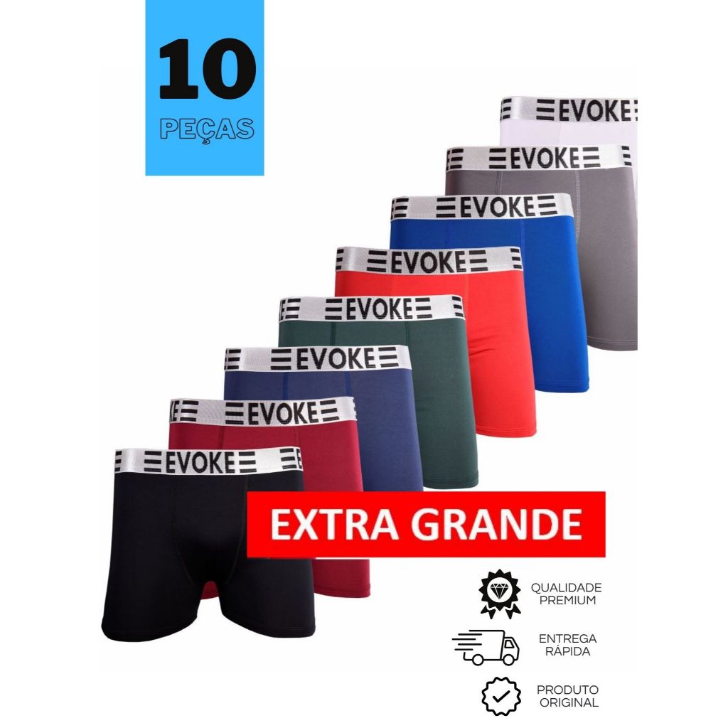 Kit 10 Cuecas Cueca Microfibra Lisa Premium Extra Grande Plus Size ...