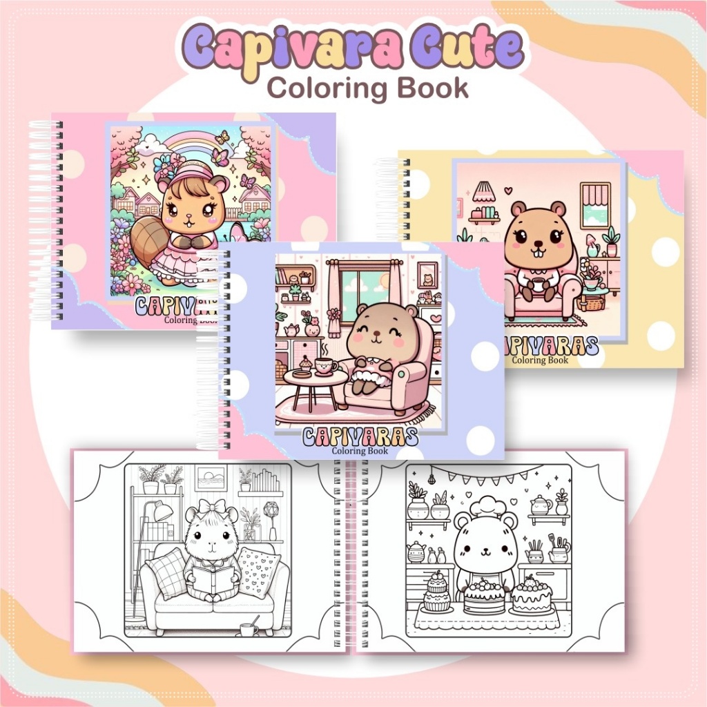 livro colorir capivara fofa, estilo bobbie goods | Shopee Brasil