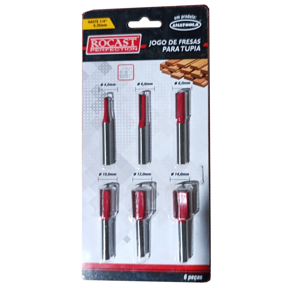 Jogo de Fresas Para Tupia 6 Peças 910019 Rocast | Shopee Brasil