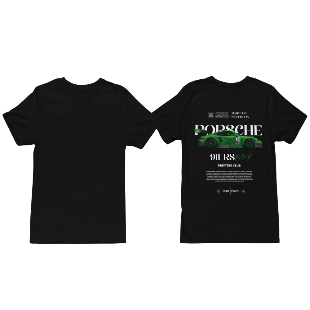 Camiseta Porsche 911 GT3 RS Rawr 100% Algodão fio 30.1 StreetWear Verde ...