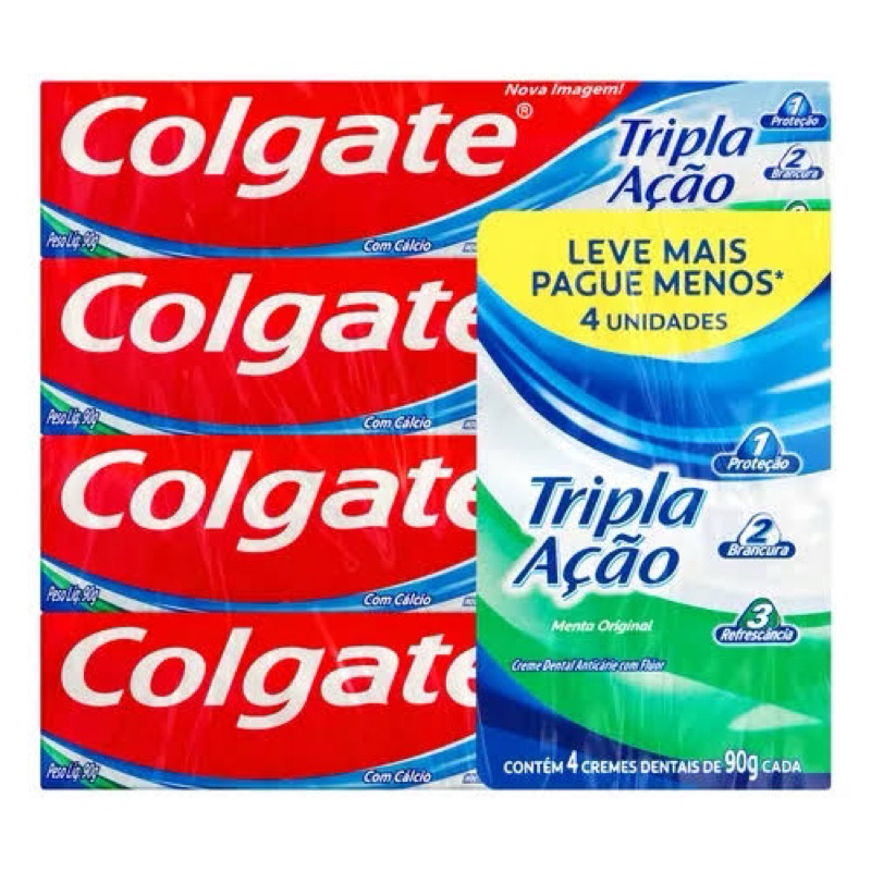 Pasta Colgate Tripla Ação Kit Com 4 unidades | Shopee Brasil