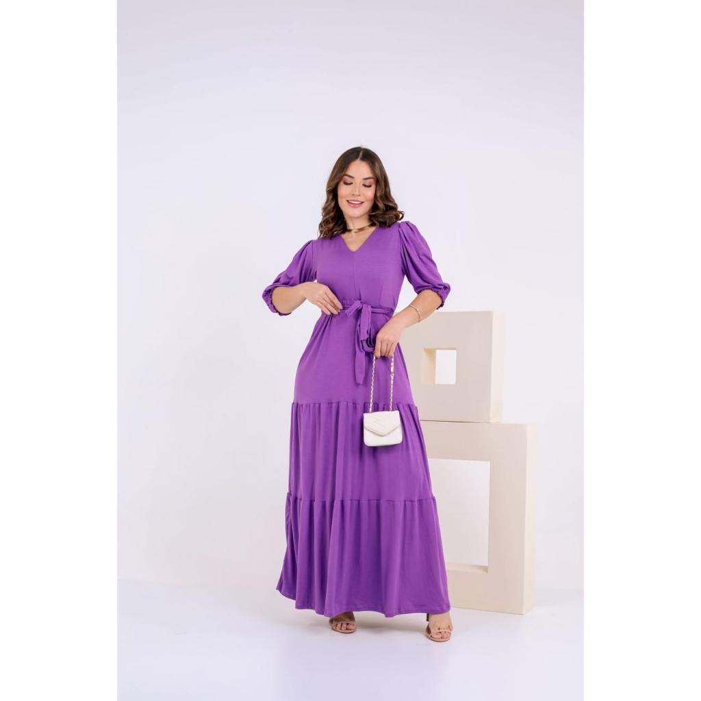 Vestido Longo Feminino Malha Fria Moda Evangelica | Shopee Brasil