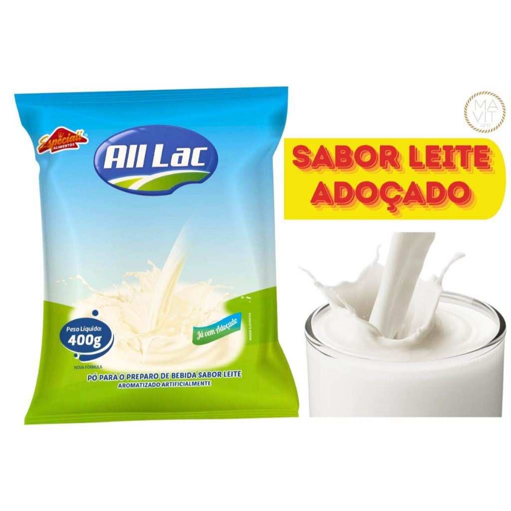 Composto Lácteo Sabor Leite Preparo de bebida Adoçado Faz até 3 litros ...