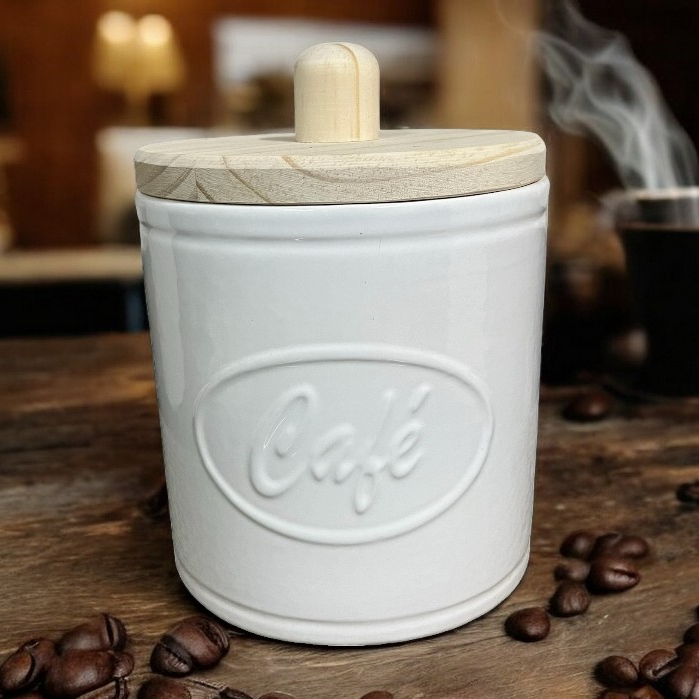 Porta Café De 1 kg CONDIMENTOS CERAMICA PORCELANA BRANCO CASA COZINHA ...