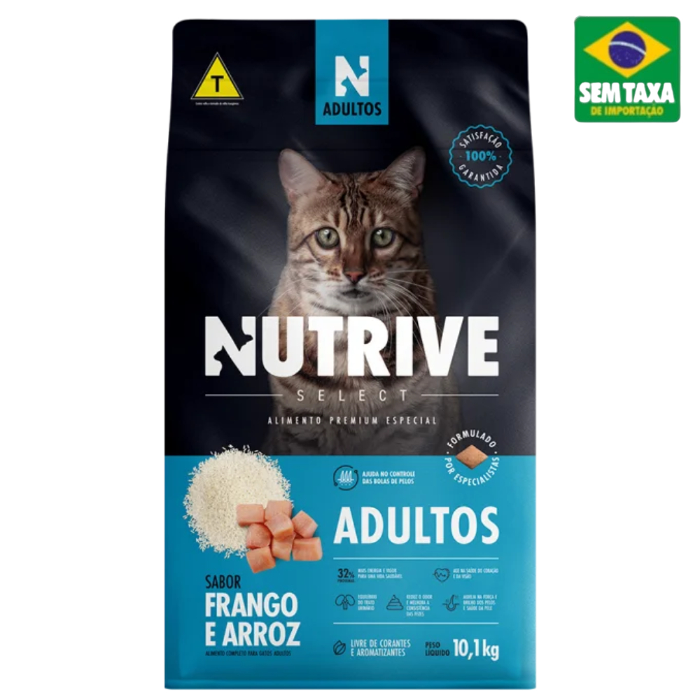 Ração Nutrive Gatos Adultos 10,1kg Frango e Arroz | Shopee Brasil