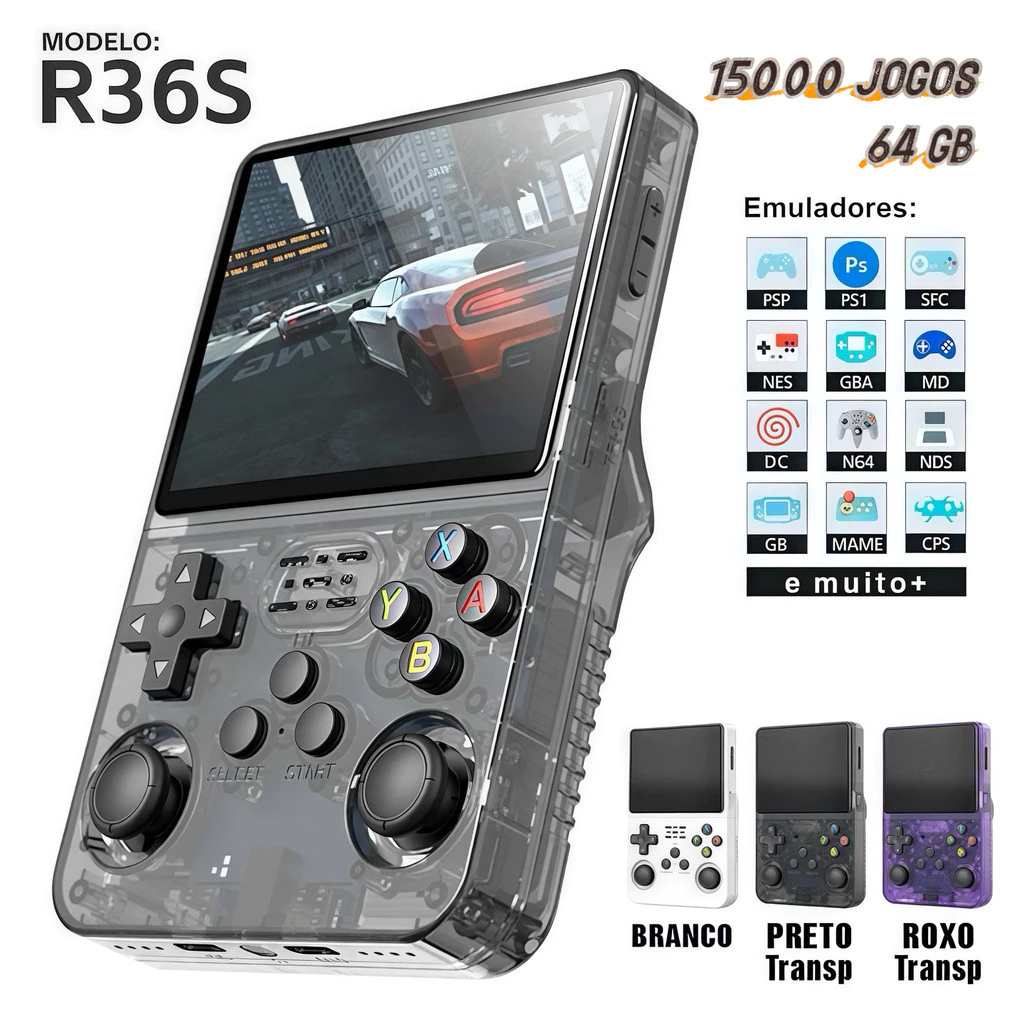 R36S Console De Vídeo Game Portátil Retro Sistema IPS De 3,5 Polegadas ...