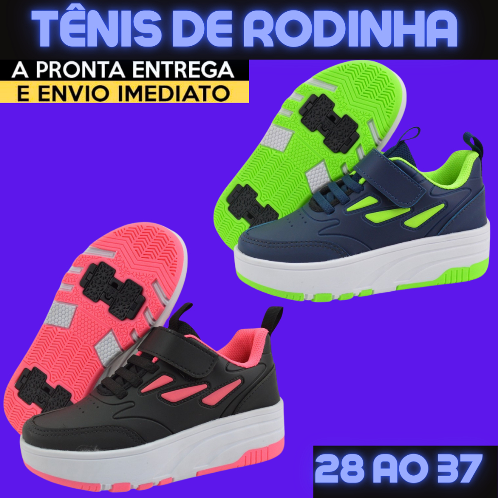 Sapato de Rodinhas Infantil 2 Rodas Super Macio e Seguro 28 Ao 37 ...