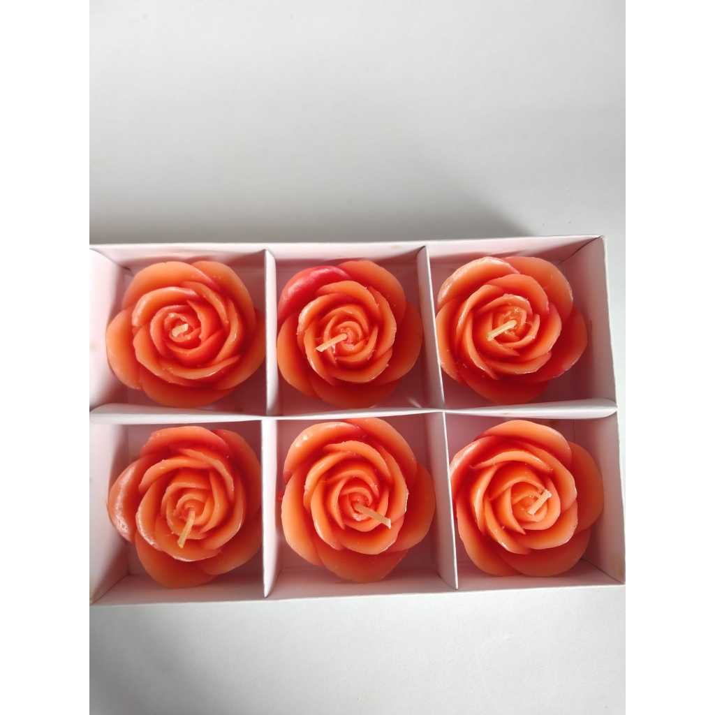 Vela em formato de rosa flutuante cor salmão com 06 unidades | Shopee ...