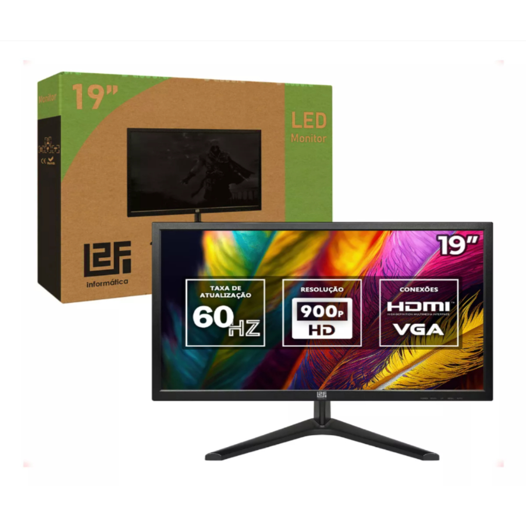 Monitor Led Widescreem 19 Polegadas L2f - Hd Vga/hdmi Fonte Cor Preto ...