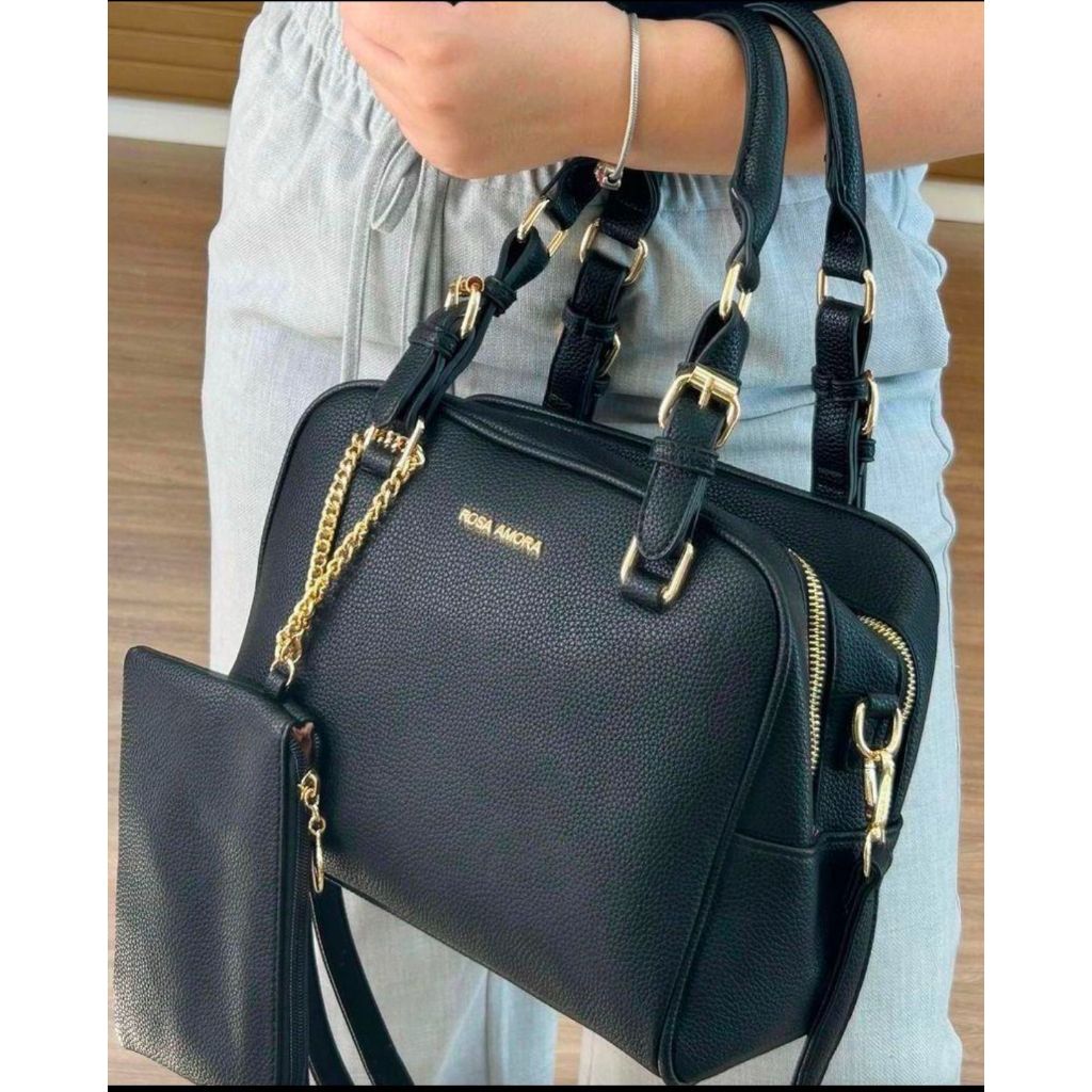Bolsa preta Rosa Amora | Shopee Brasil