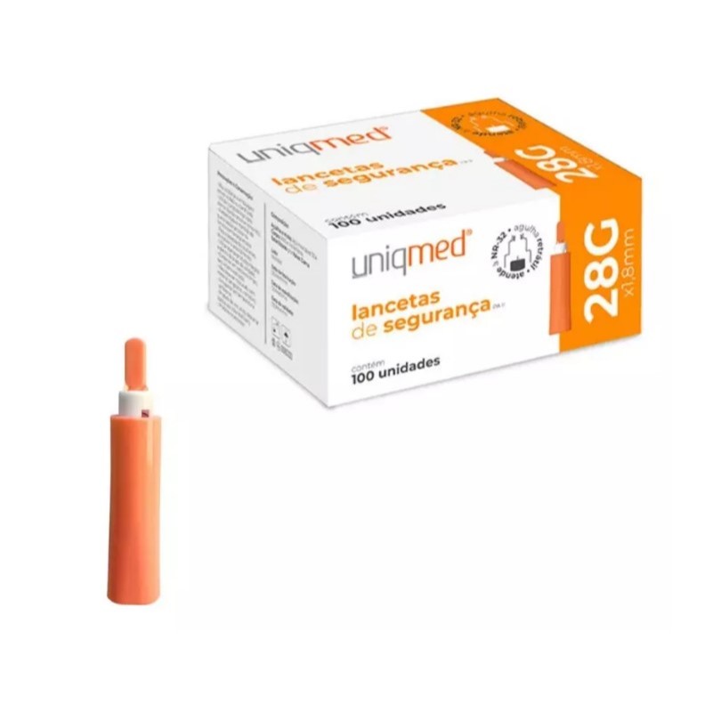 Lanceta De Segurança Automática 28g x 1,8mm Com 100 unid com Anvisa ...