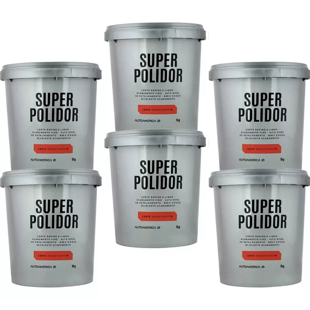 Kit com 6 Massa De Polir Nº 2 à Base de Água de 1kg - Super Polidor ...