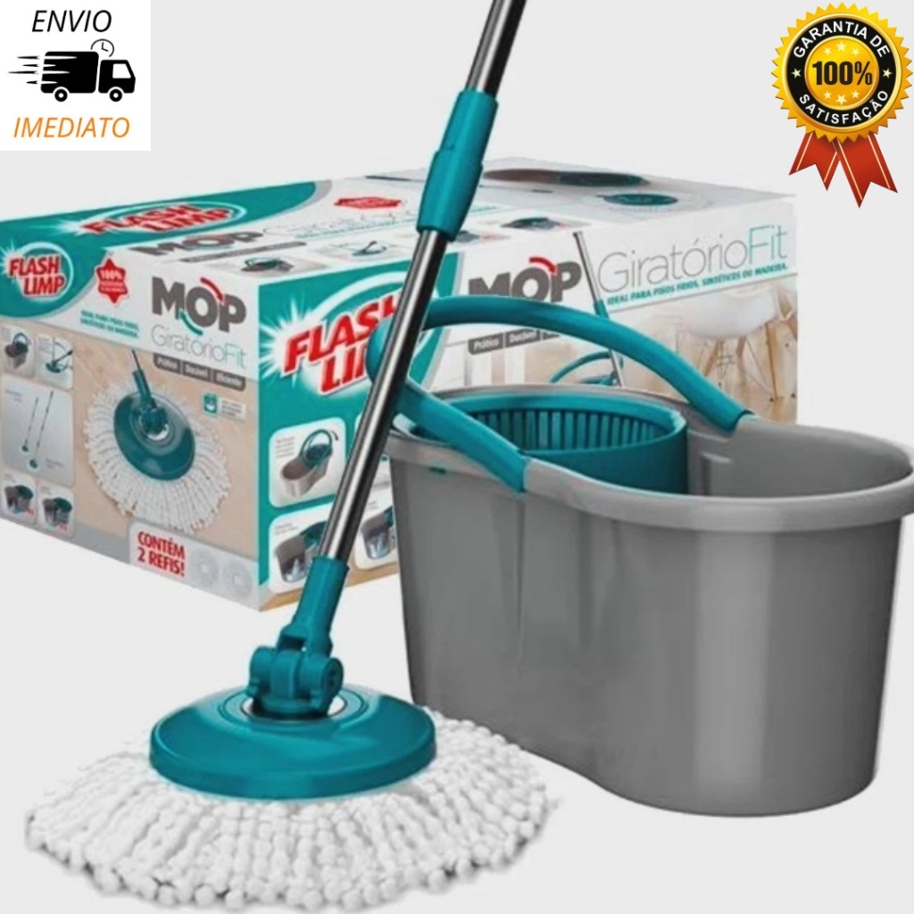 MOP GIRATORIO FIT FLASH LIMP 8 LITROS ESFREGÃO PARA LIMPEZA | Shopee Brasil