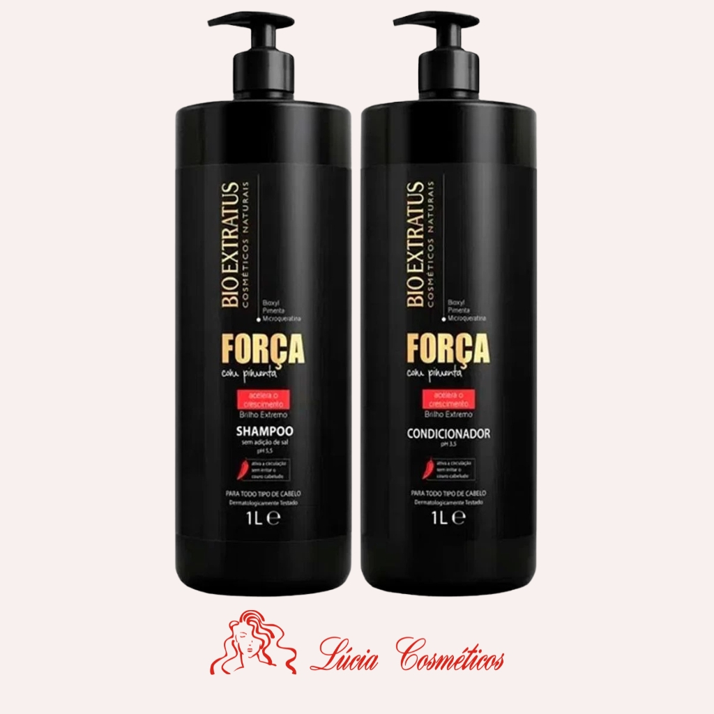 Kit Força com Pimenta Bio Extratus Shampoo e Condicionador 1L Antiqueda ...