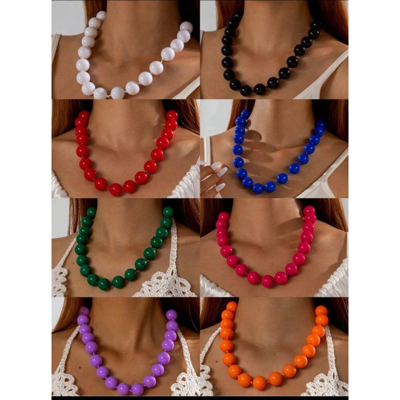 colar de bola colorido tendência | Shopee Brasil