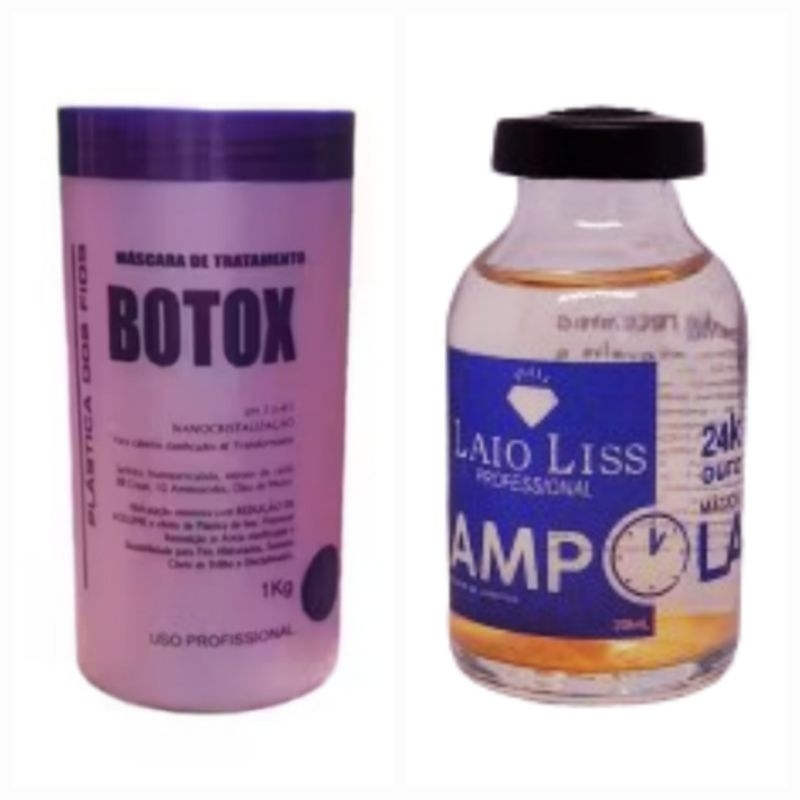 Kit Botox Capilar Plástica dos Fios 1kg + Ampola Capilar Líquida 24k ...