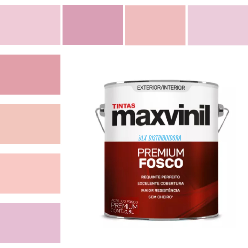 Tinta Rosa Premium Acrilica Fosca Cores Maxivinil 800ml | Shopee Brasil